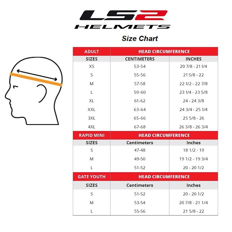 Motorcycle Helmet Sizing Chart