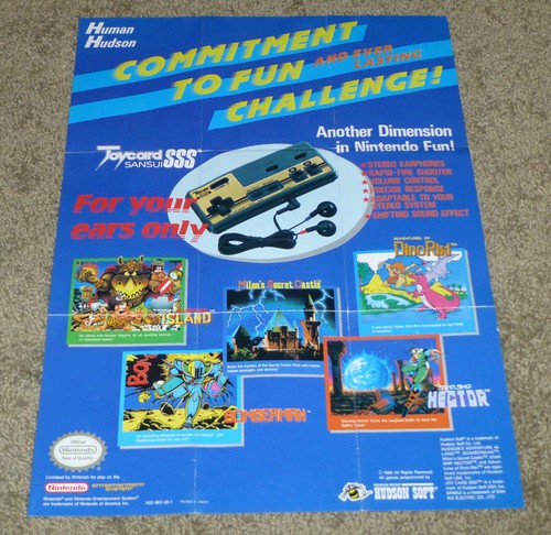 Original Hudson Soft Insert Poster, 1988, NES Nintendo, HUD-NES-US-1 | eBay