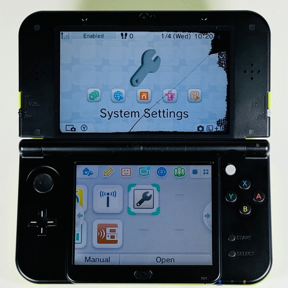 New Nintendo 3DS XL LL Lime Green Console *LCD Cracked* w/ Extras - USA ...