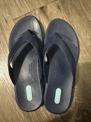 Womens Oka B Navy Blue Flip Flops Sandals Medium | eBay