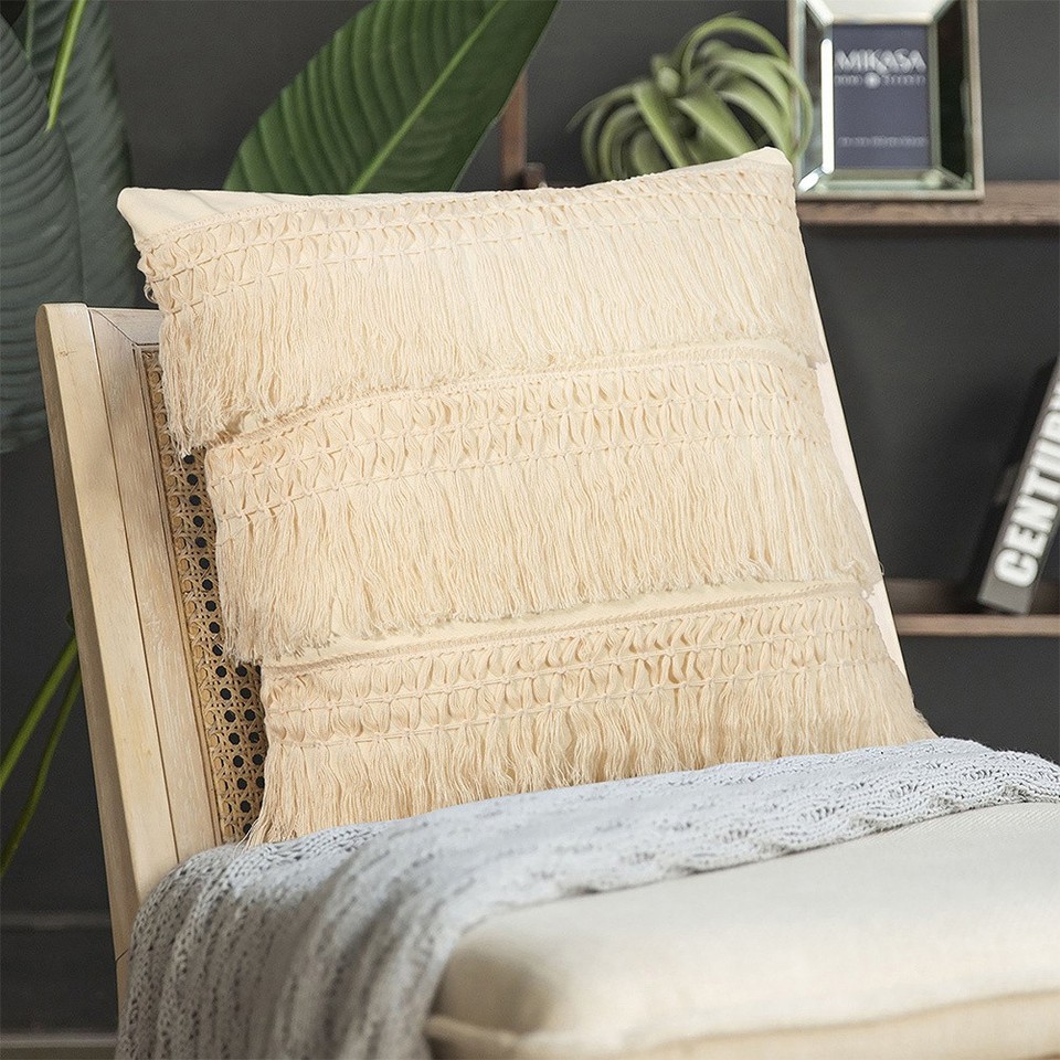 2 Pcs Pillow Covers Cushion Farmhouse Pillows with Tassels Throw | eBay ...