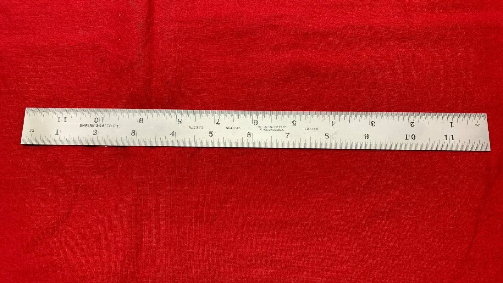 Starrett C375-12 Steel Rule With Shrink Graduations 3/16" to foot, 12 ...