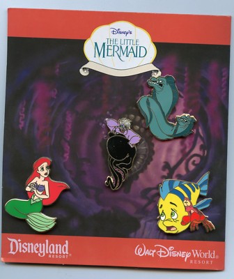 Disney The Little Mermaid Ariel Ursula Eels Flounder Sebastian Pin Set ...
