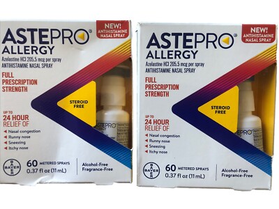 2 ASTEPRO Allergy Nasal Spray - 60 Metered Sprays 0.37 oz. Each - EXP ...