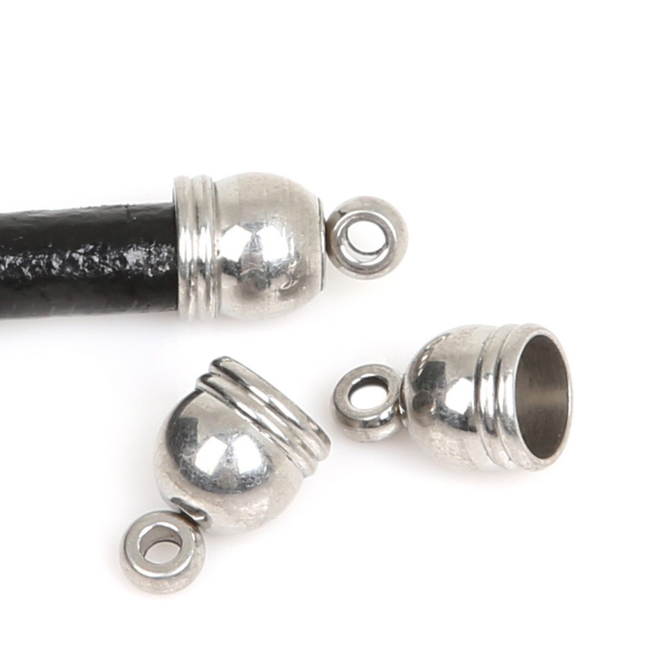 Stainless Steel 10pcs Crimp Bead Cord End Caps fit Jewelry Bracelet ...