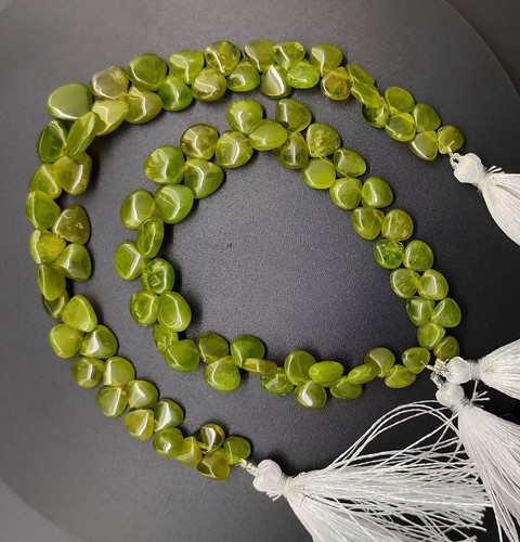 Natural Green Idocrase/Vesuvianite Gem 6 to 9 mm Size Heart Beads 8 ...