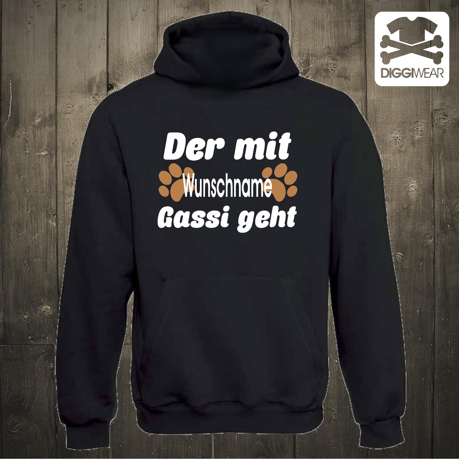 DER MIT " WUNSCHNAME " GASSI GEHT HUND MOPS LABRADOR DOGGE HOODIE S ...