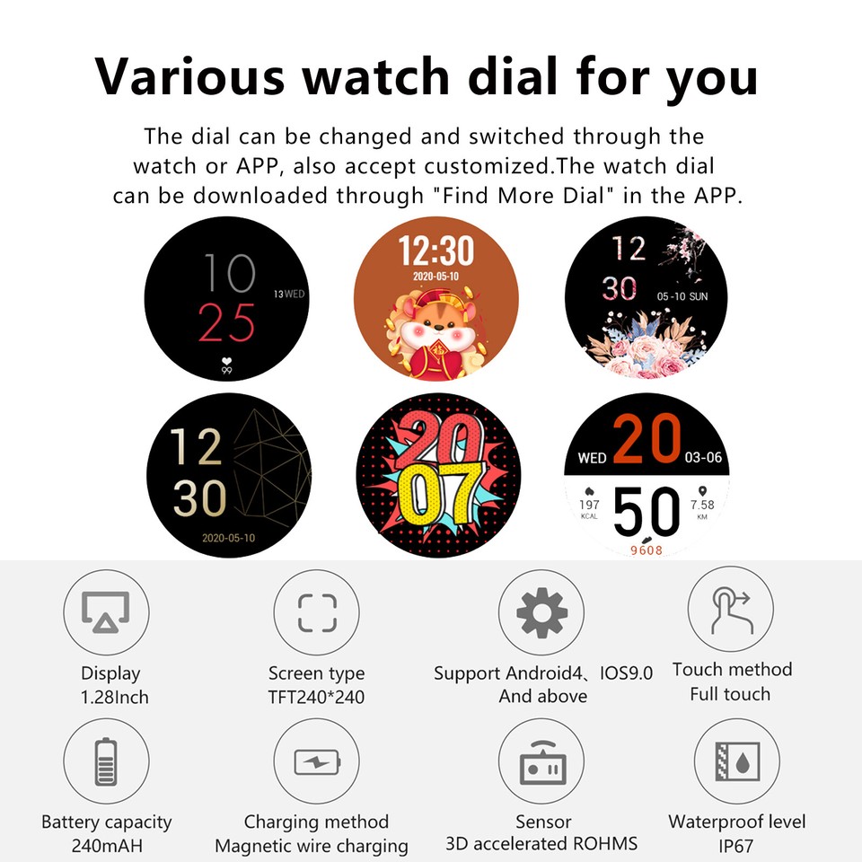 Bluetooth Smart Watch Sleep Monitor Fitness Tracker Make Calls for ...