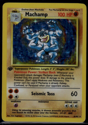 Pokemon Base Set 1st Edition Machamp Holo 8/102 | eBay