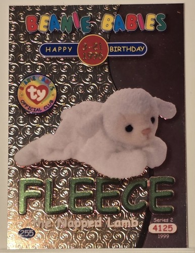 1999 TY Inc Beanie Baby Card Style #4125 Fleece The Napped Lamb #255 ...