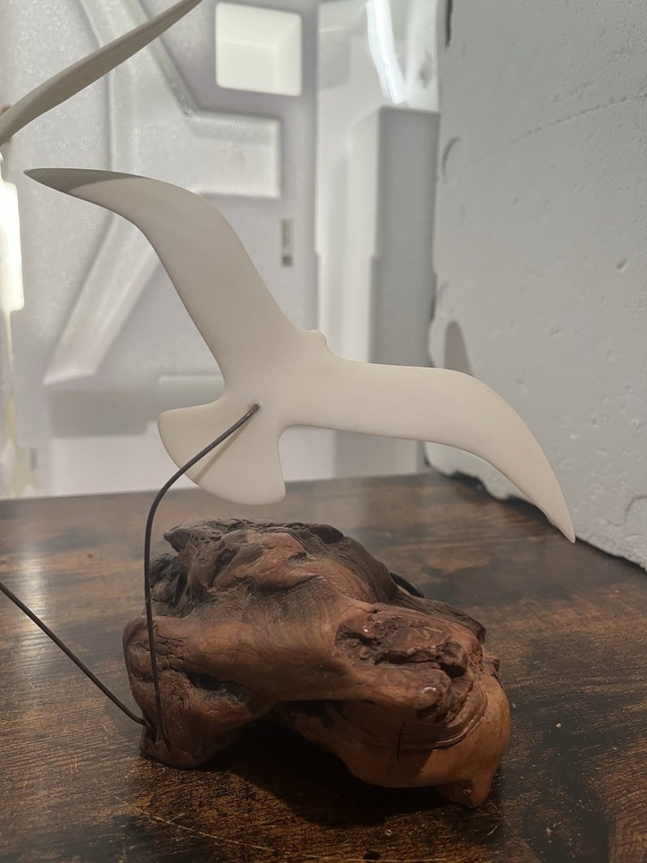 Vtg 1970's John Perry Seagull Duo Sculpture on Burl Base 10" tall ...