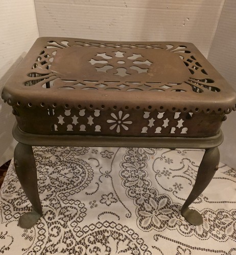 ANTIQUE ART DECO PIERCED BRASS FIREPLACE WARMING STAND BENCH | eBay UK