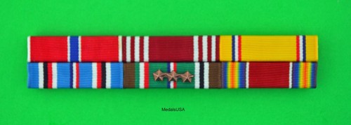 WWII Army 6 Ribbon Bar - Bronze Star, AGC, ACM, AEMECM 3 Campaign Stars ...