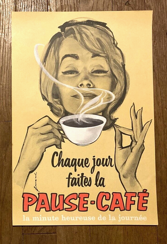 affiche ancienne vintage poster pause cafe couronne année 50 | eBay