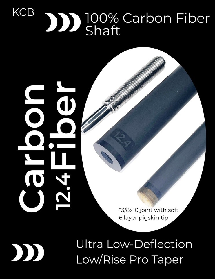 Carbon Fiber Pool Cue Shaft (3/8x8) 12.4mm/29" Ultra Low-Deflection ...