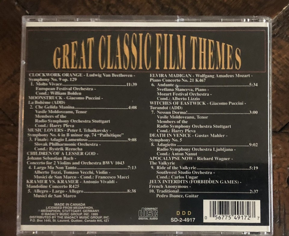 Great Classic Film Themes - Music CD - Various Artists - 1995 VGC | eBay