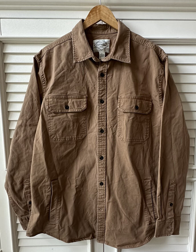 NWT St. Johns Bay Men’s Canvas Khaki Shacket Button Up Pockets Size ...