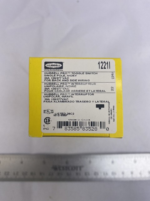 Hubbell Ivory Industrial Grade AC Single Pole Toggle Wall Light Switch ...