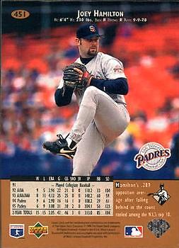 1996 Upper Deck #451 Joey Hamilton San Diego Padres Baseball Card | eBay