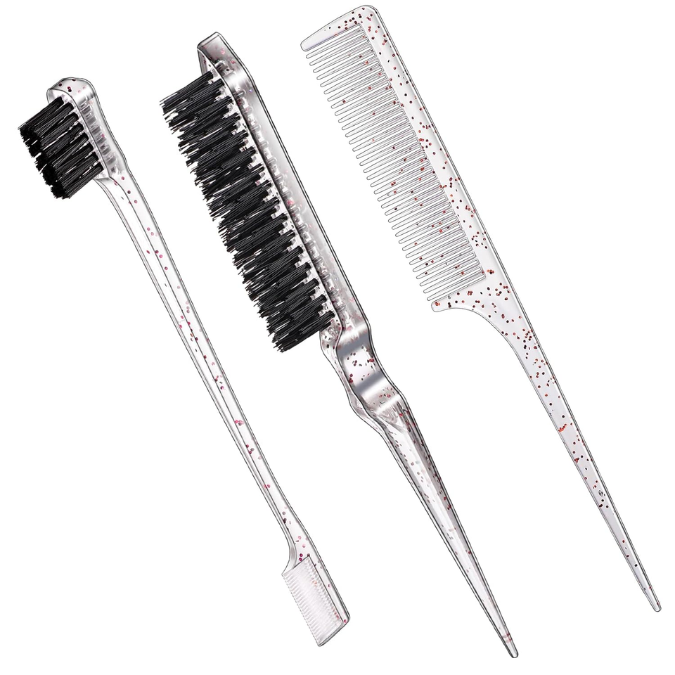 Geiserailie 3 Pcs Slick Back Hair Brush Set Bristle Brush Edge Control ...