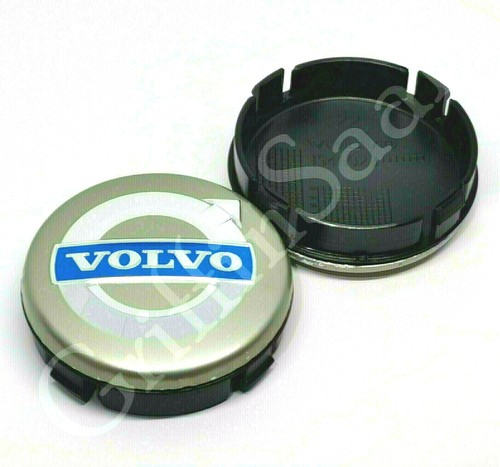 1x Volvo Alloy Wheel Centre Hub 64mm Cap Grey & Blue C30 C70 S40 V50 ...