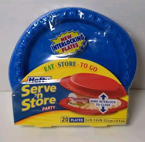 New Sealed Hefty Serve N Store Interlocking Party Plates 20 Count Blue ...