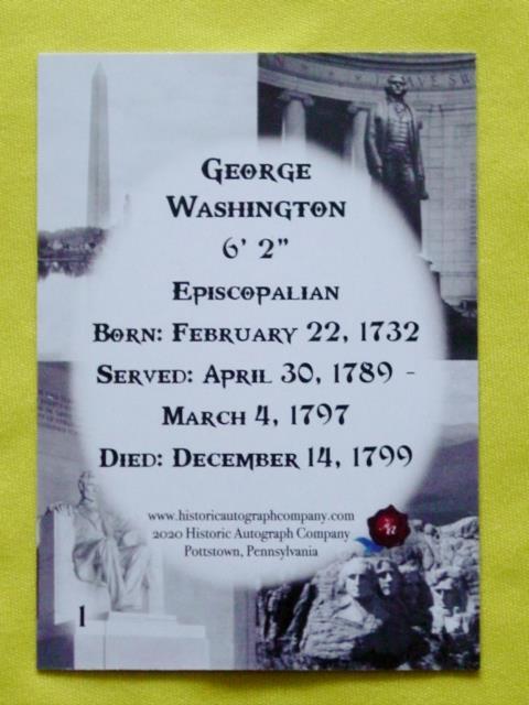 2020 Historic Autographs - George Washington - Card #1 - POTUS The ...