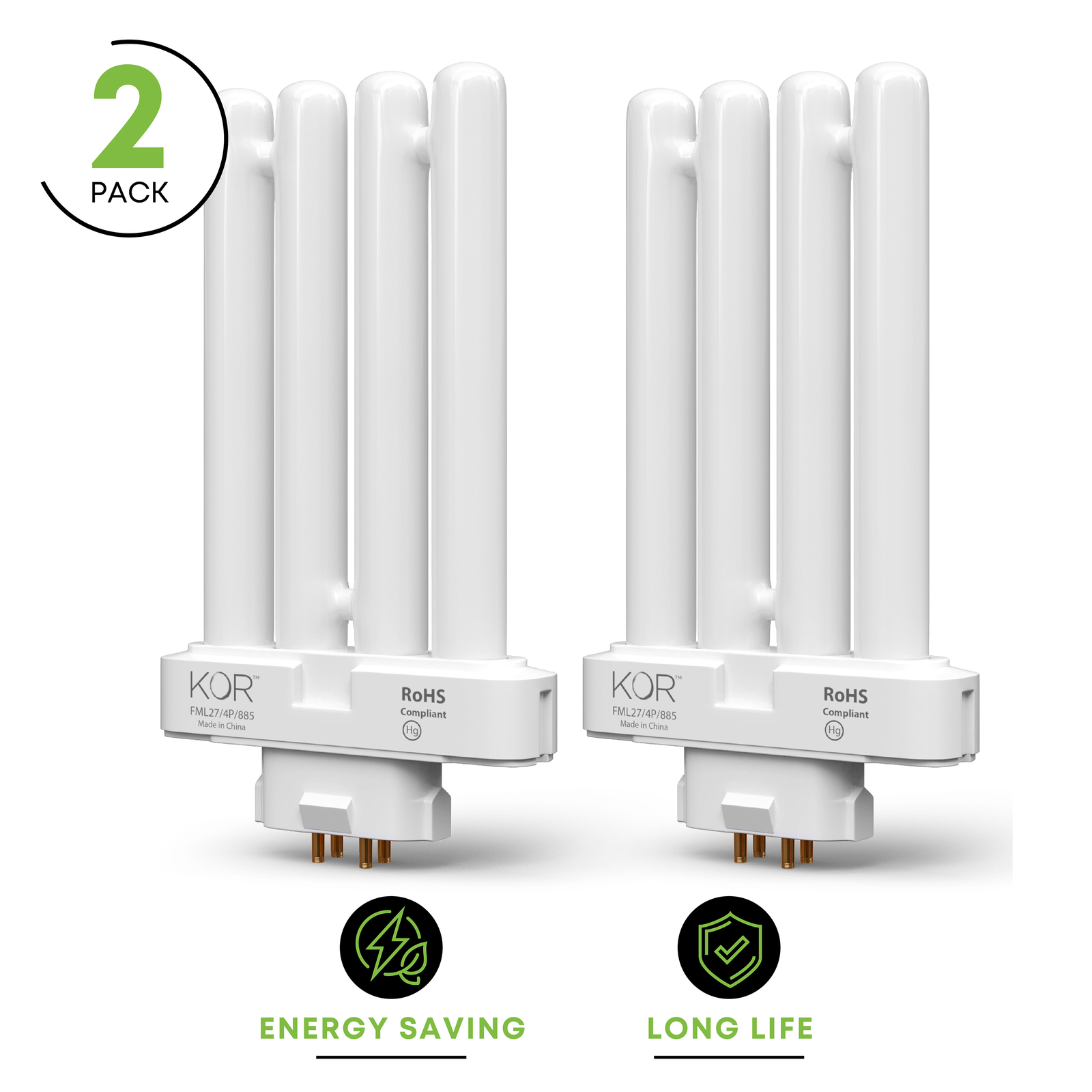 Pack FML27 27 Watt 6500K Daylight 4-Pin GX10q-4 Compact Fluorescent ...