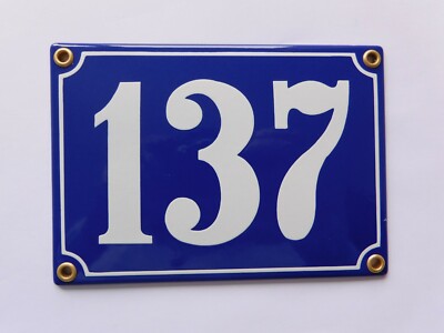 Old French Blue Enamel Porcelain Metal House Door Number Street Sign ...