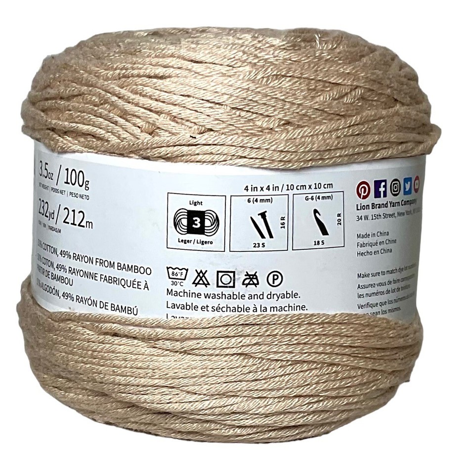 Lion Brand Yarn Coboo “Tan” 3.5oz Beige Cake, Cotton & Rayon NEW | eBay