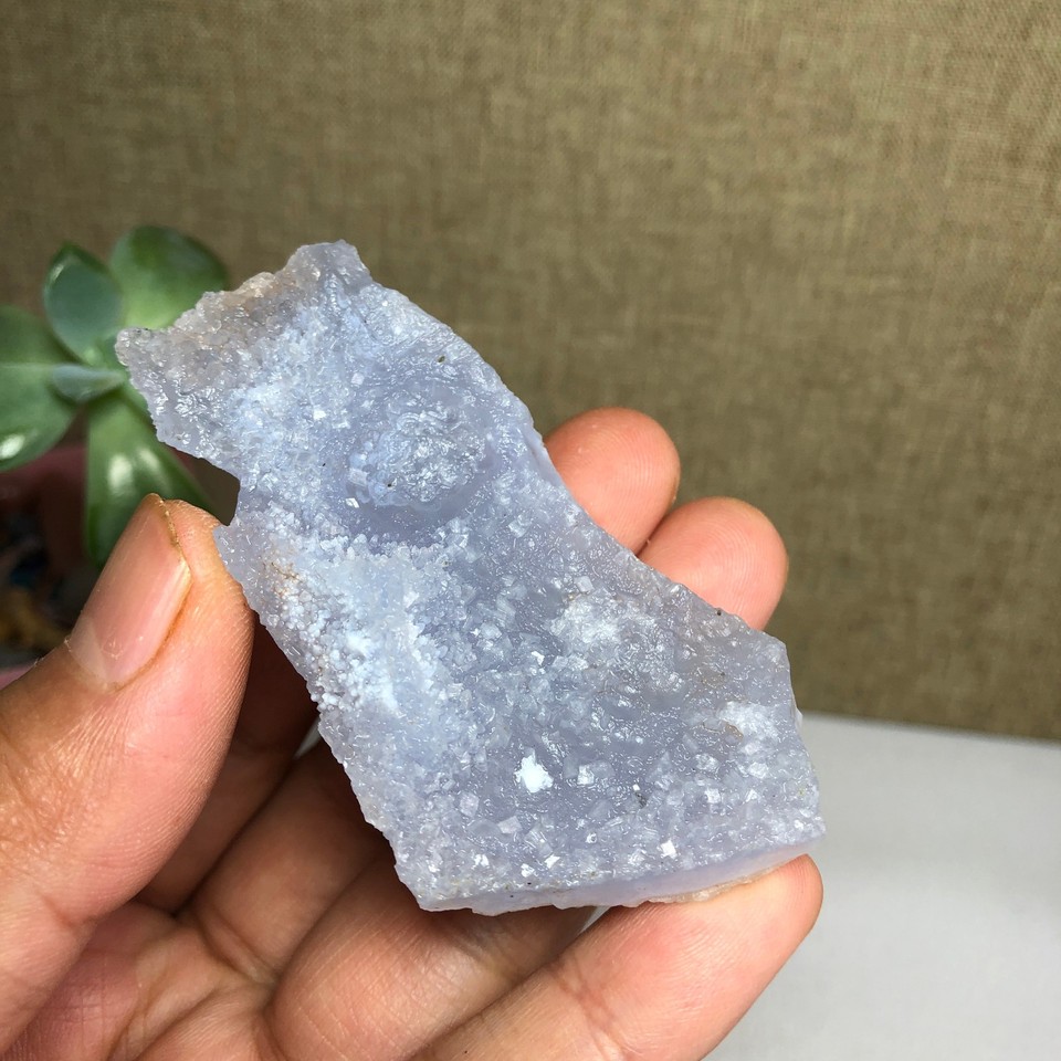 Natural blue chalcedony agate Crystal gemstone rough original Specimen ...