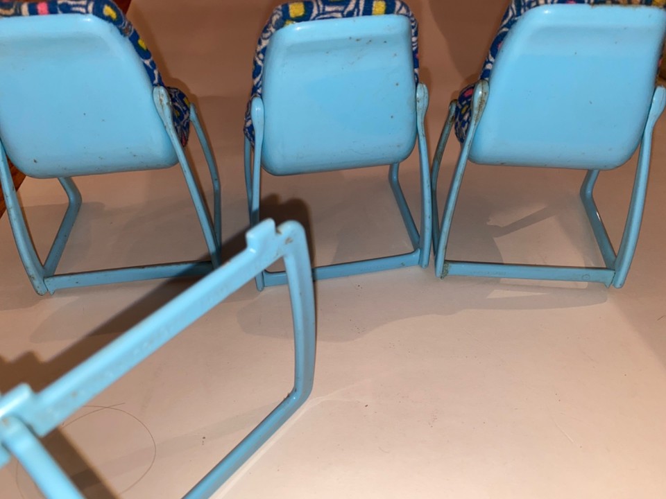 Vintage Barbie Dream Furniture Blue Print Fabric Chairs & Table USA ...