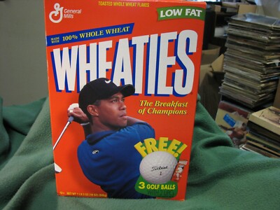 Vintage Box of Wheaties Cereal TIGER WOODS Full UNOPENED Box RARE BOX ...