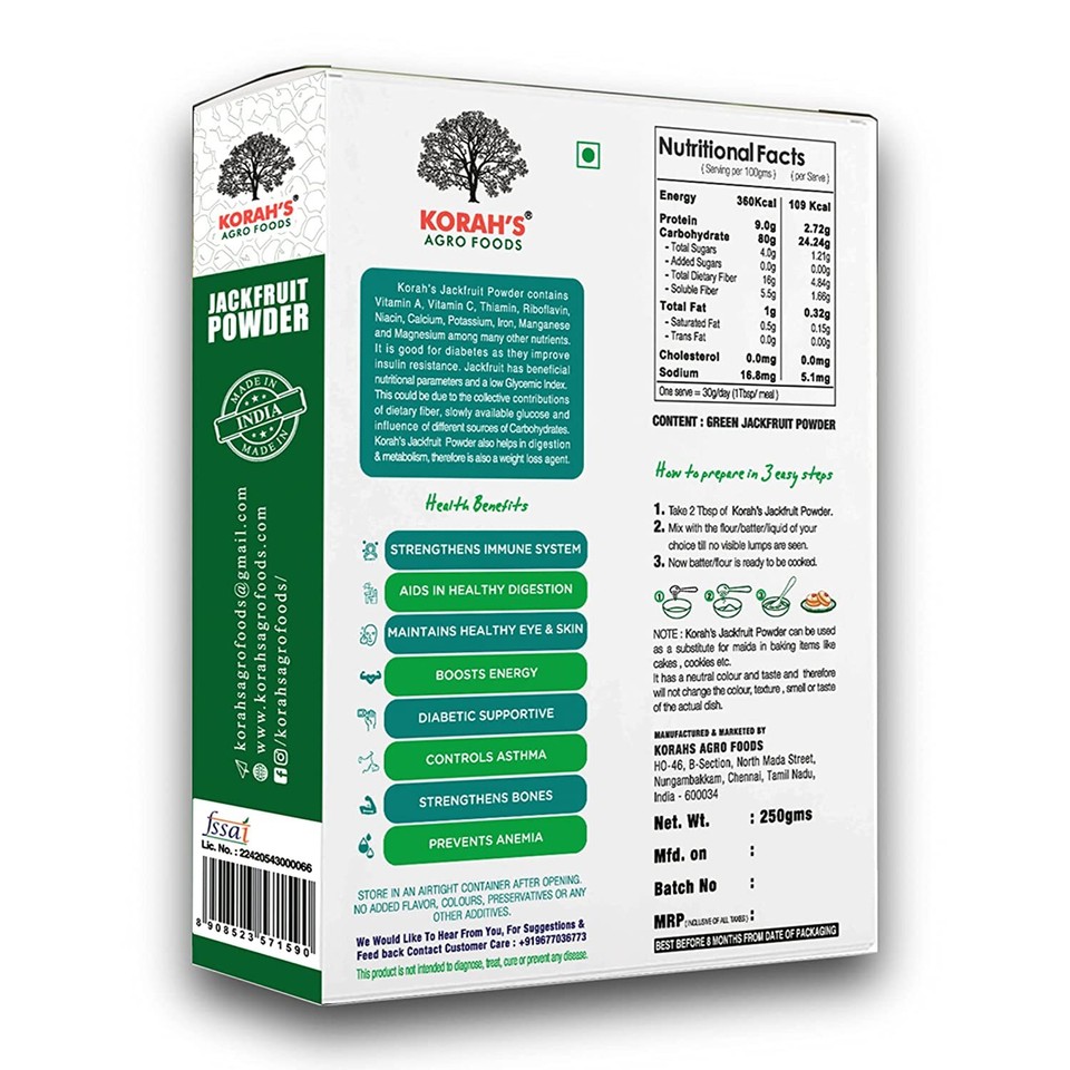 Green Jackfruit Powder/Raw Green Jackfruit Flour - Gluten free - 250g ...