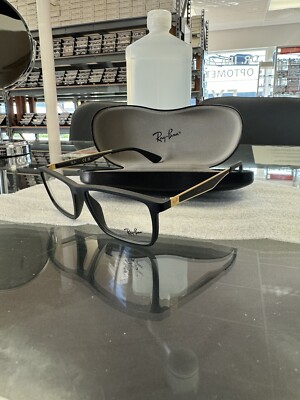 New RAY-BAN Eyeglasses RB 7056 5644 Black & Gold Frames 55-17 | eBay