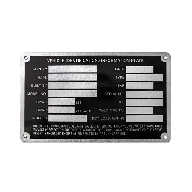 Serial Number Car Hauler Semi Trailer Special ID Tag Plate Model Blank ...