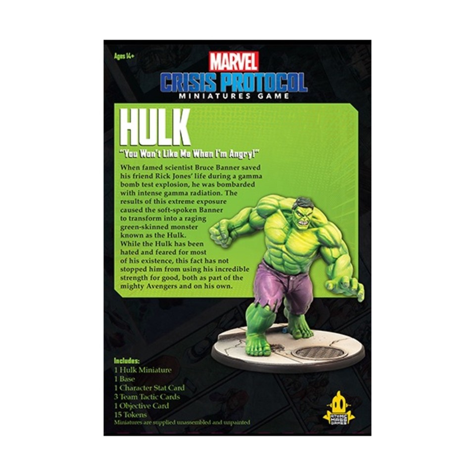 Atomic Mass Marvel Crisis Protocol Character Pack - Hulk Pack SW (New ...