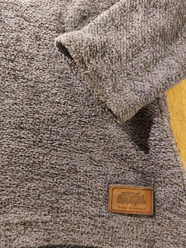 Mens Blue Towelling Feel Weird Fish Hoodie. Size M. Cotton/polyester ...