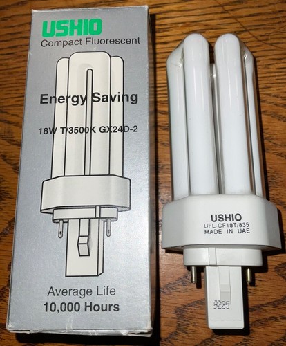 USHIO Compact Fluorescent 18w UFL-CF18T/835 GX24D-2 Dimmable Bulb 1200 ...
