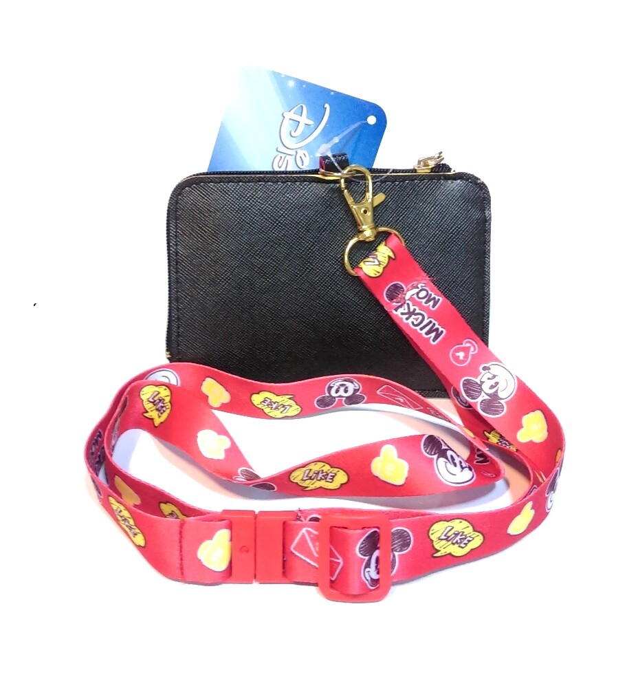 Disney Coin Cash Purse ID Credit Card Holder PU Leather Wallet Lanyard ...