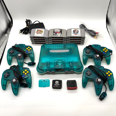 N64 Nintendo 64 Clear Blue Console + Controller Expansion Pak Region ...