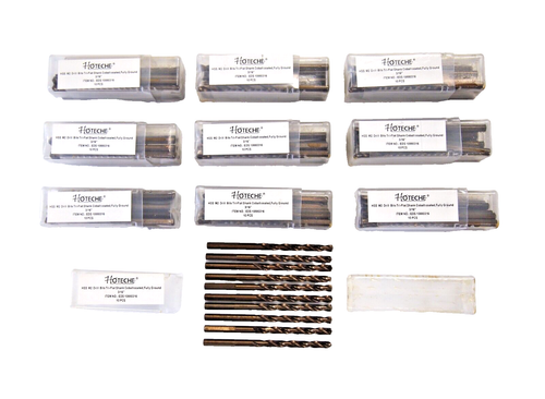 Lot of (100) 3/16" M2 HSS Drill Bits Full Grounded Cobalt Coated Tri ...