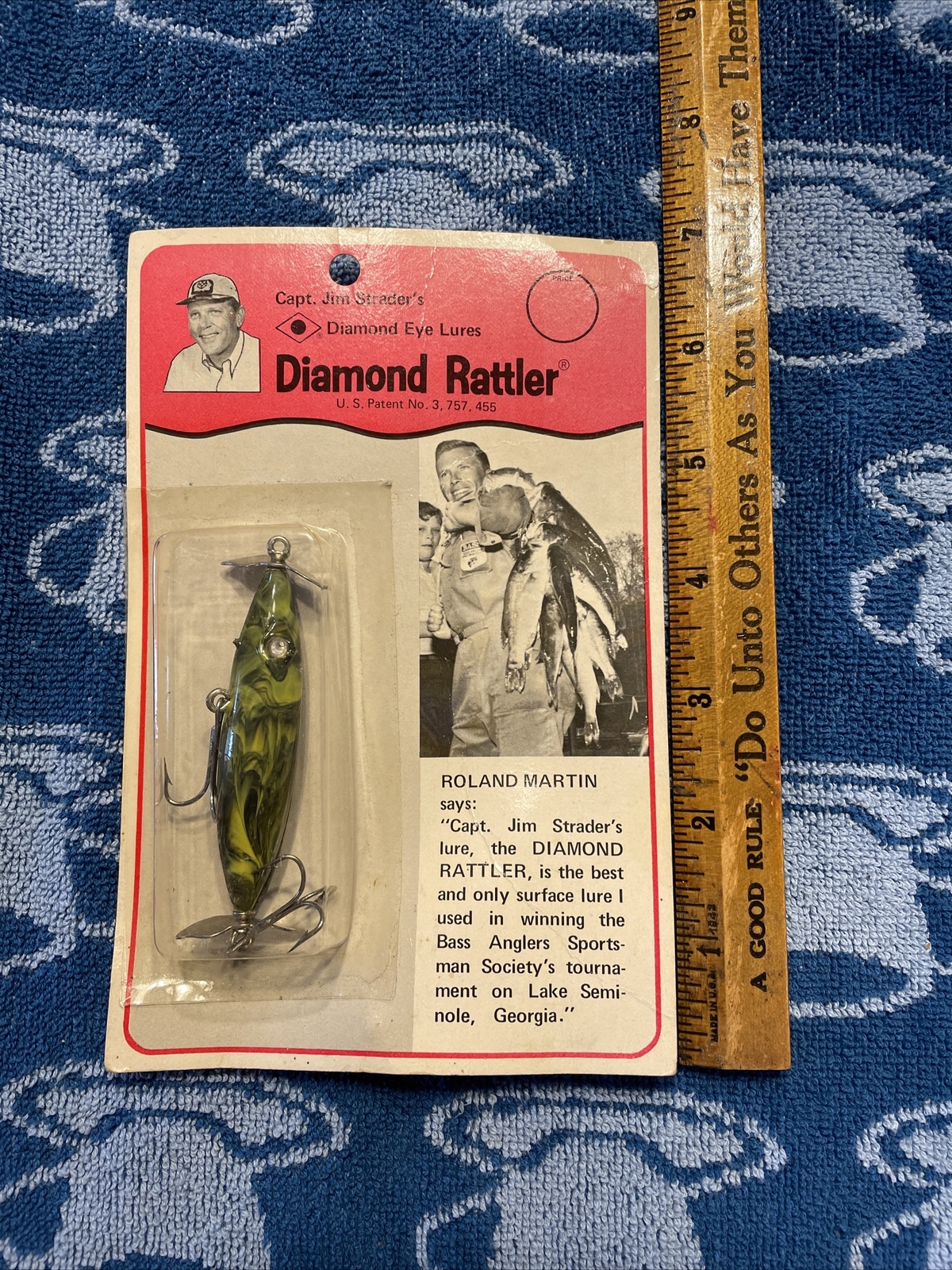 **VINTAGE 70'S NOS DIAMOND RATTLER CAPT. JIM STRADER'S IN YEL/BLK SWIRL ...