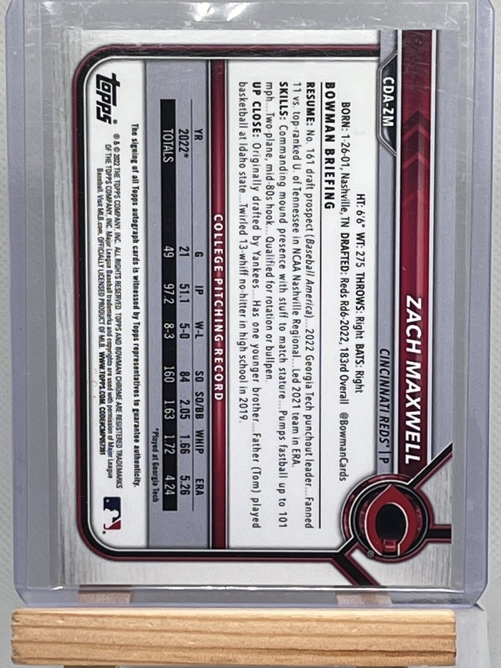 2022 Bowman Chrome 1st Zach Maxwell Aqua Lava /199 Auto - Reds | eBay