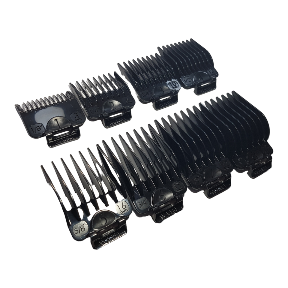 Genuine Wahl Clipper Guide Comb Guard Set #1 to #8 1/8th inch 3mm - 1 ...