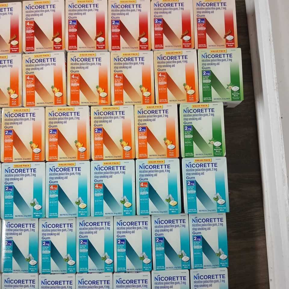47 boxes Huge Lot Of Nicorette Gum New In Box 100 &160 Count 2mg, 4mg ...