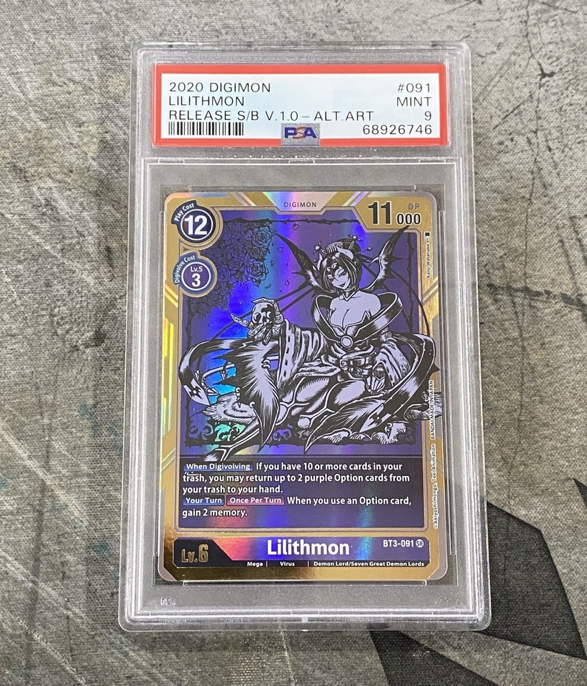 2020 Digimon Lilithmon PSA Mint 9 Release S/B V. 1.0 Alternate Art #091 ...
