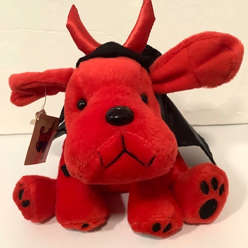 VINTAGE PAW PALS PLUSH HALLOWEEN HOLIDAY TRICKER RED DEVIL DOG W/BLACK ...