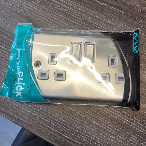 Click Deco Victorian Satin Chrome VPSC536GY INGOT 2Gang 13A DP Switched ...