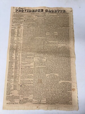 Providence Gazette November 13, 1820 Vol LVI No. 3012 (Vol 1 No. 91 ...